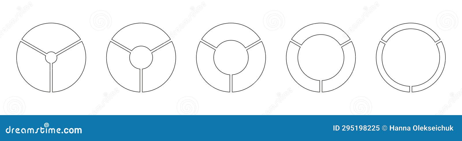 Wheels Round Divided, Three Sections. Diagrams Infographic Set. Circle ...