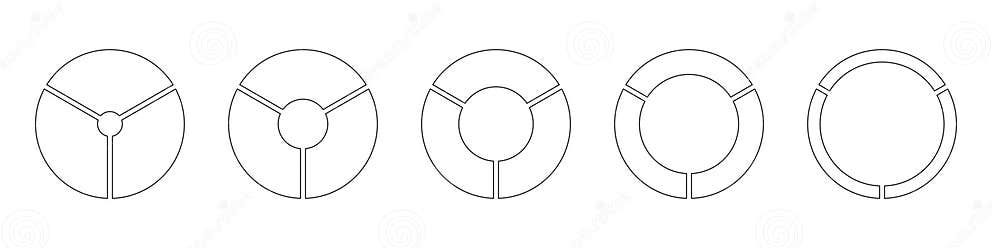 Wheels Round Divided, Three Sections. Diagrams Infographic Set. Circle ...