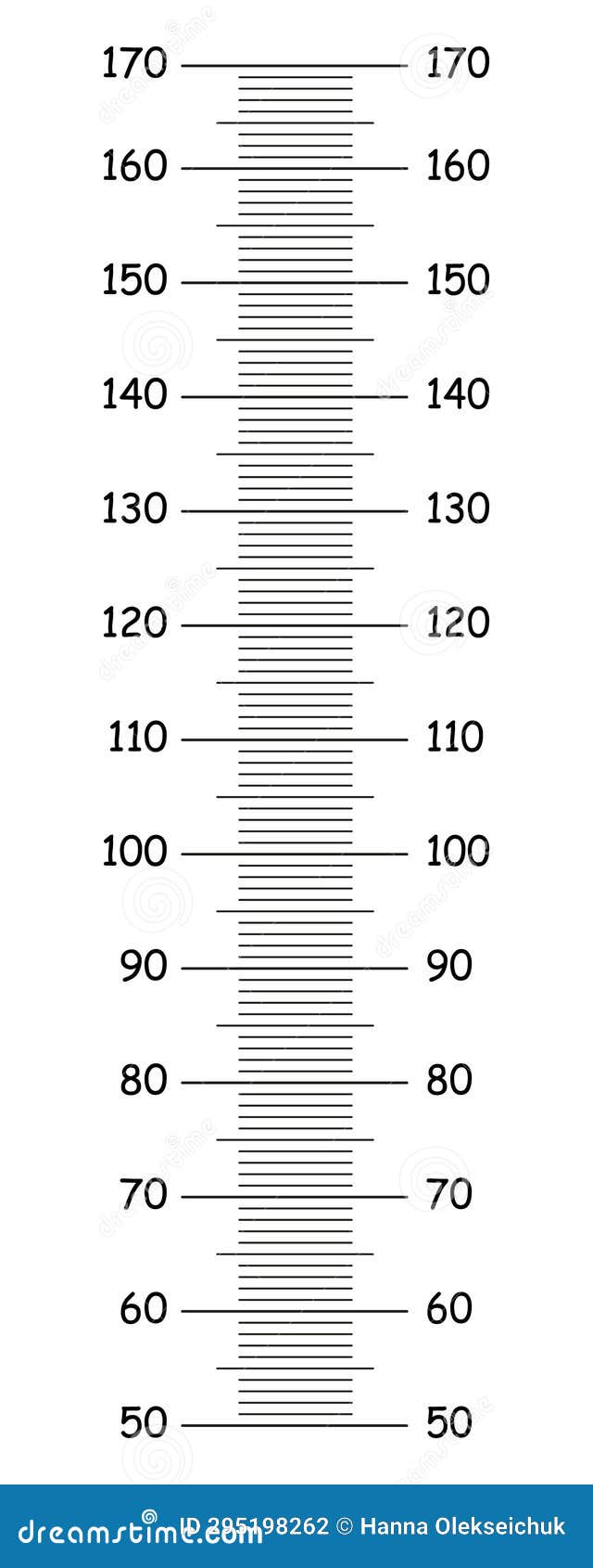 Kids Height Chart From 50 To 170 Centimeters. Template For Wall Growth ...