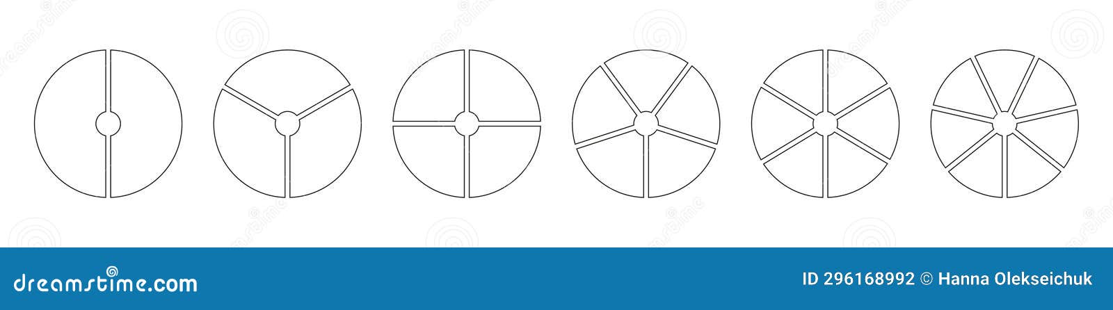 Pie Chart Templates. Circle Divided on Equal Slices. Graph Line Art ...