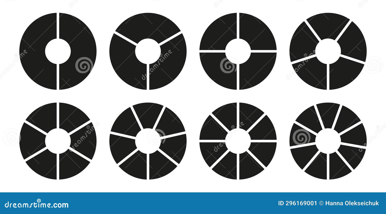 Circle Division On Equal Parts. Infographic Set. Wheel Round Divided ...
