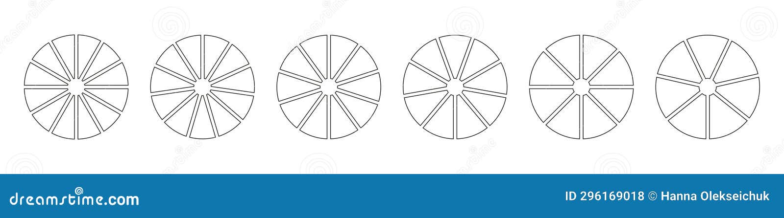 Pie Chart Templates. Circle Divided on Equal Slices. Graph Line Art ...