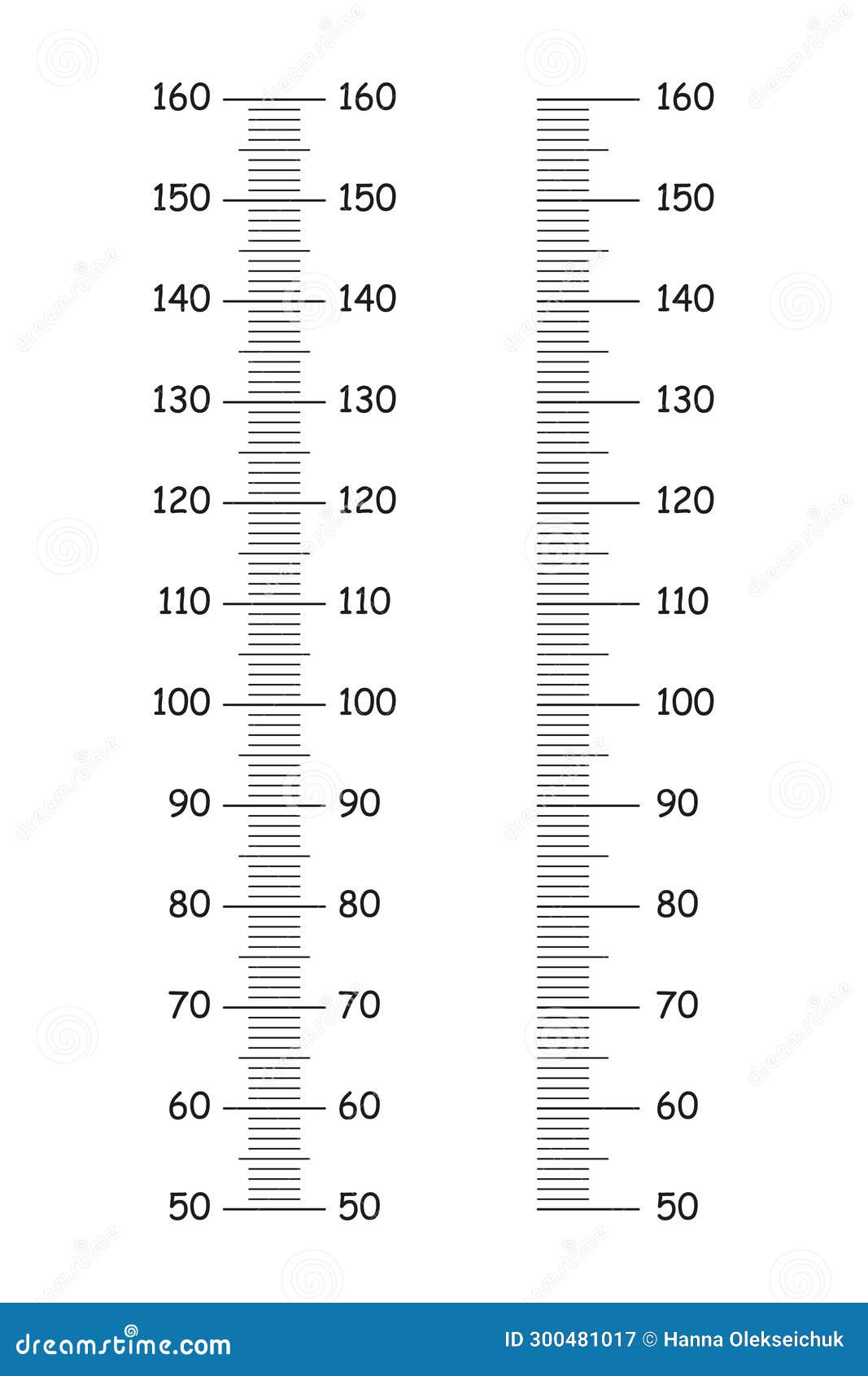 Kids Height Charts from 50 To 160 Centimeters. Template for Wall ...