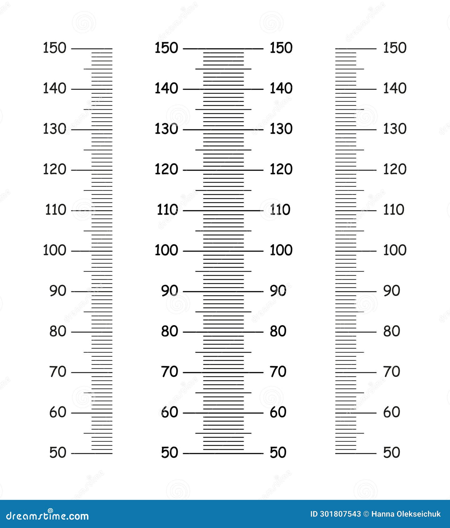 Kids Height Charts From 50 To 150 Centimeters. Set Of Templates For ...