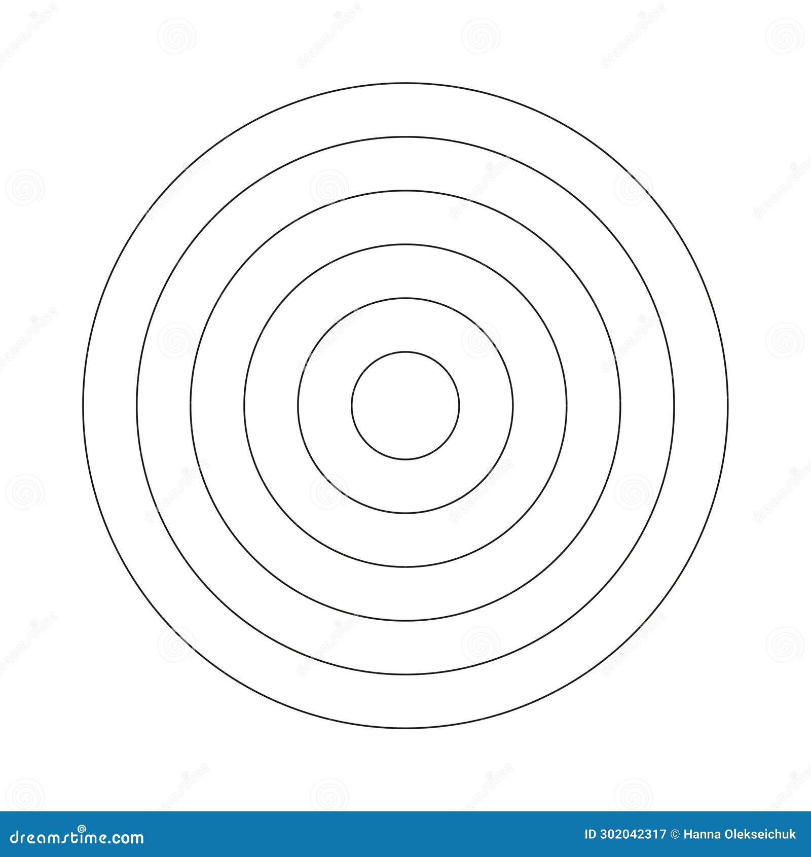 Polar Grid of 5 Concentric Circles. Circle Diagram Divided on Five ...