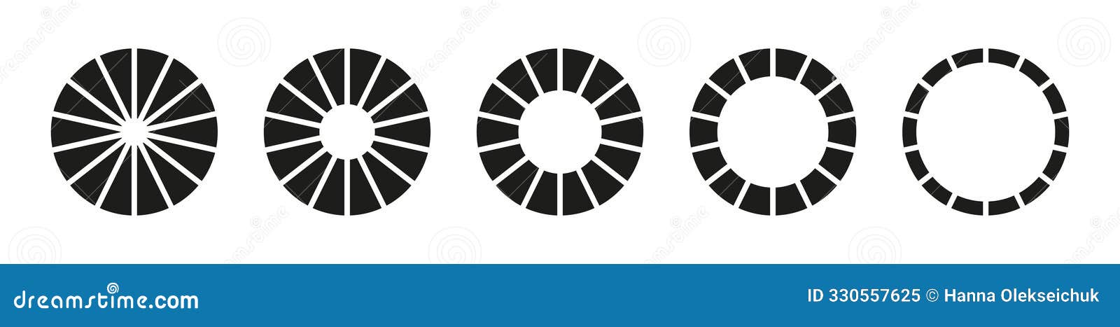 Pie And Donut Charts Set. Colorful Circle Diagrams Divided In 11 ...