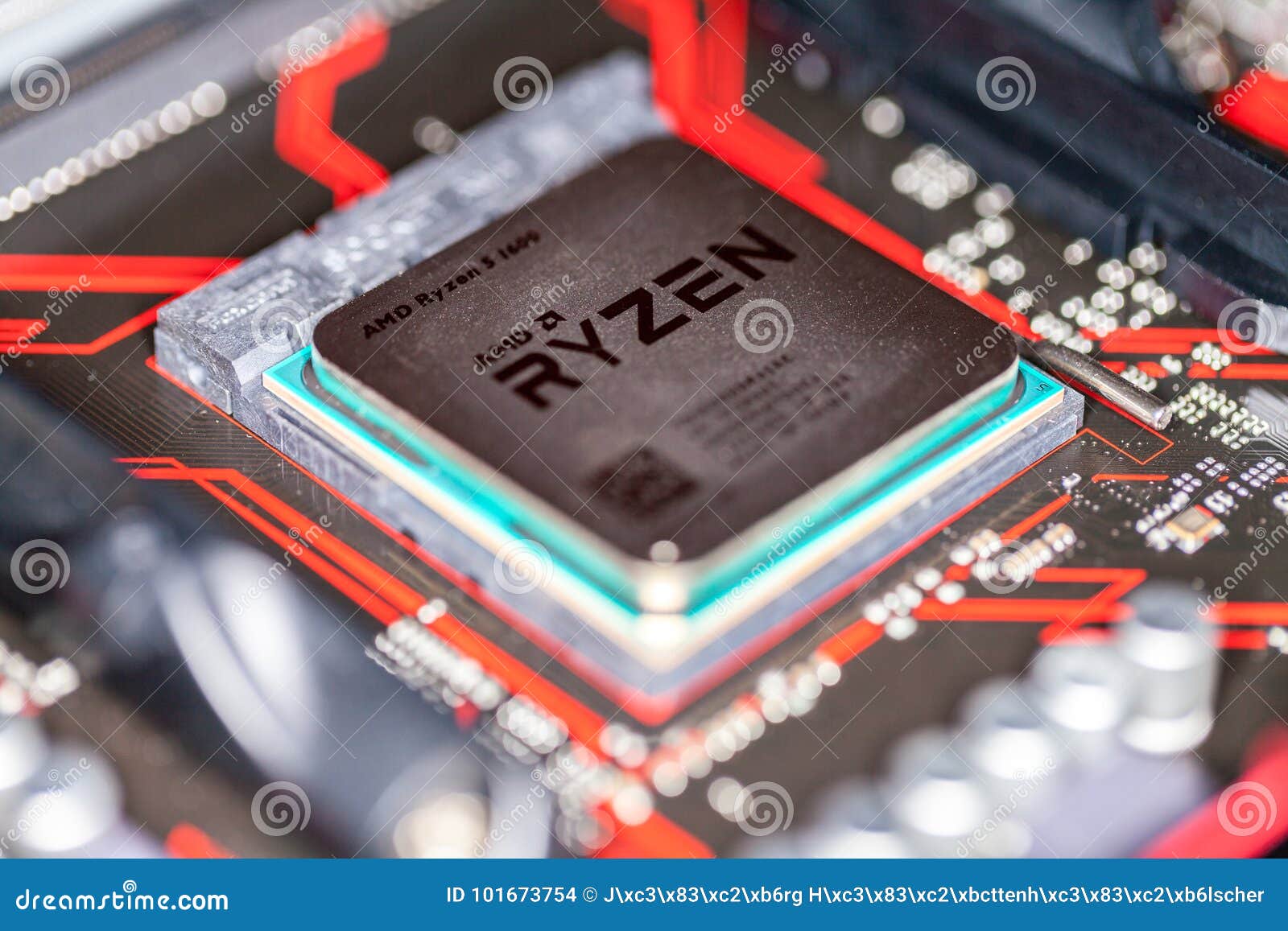 AMD Ryzen Processor Chip on an Asus Prime 350 Plus Mainboard. Editorial ...