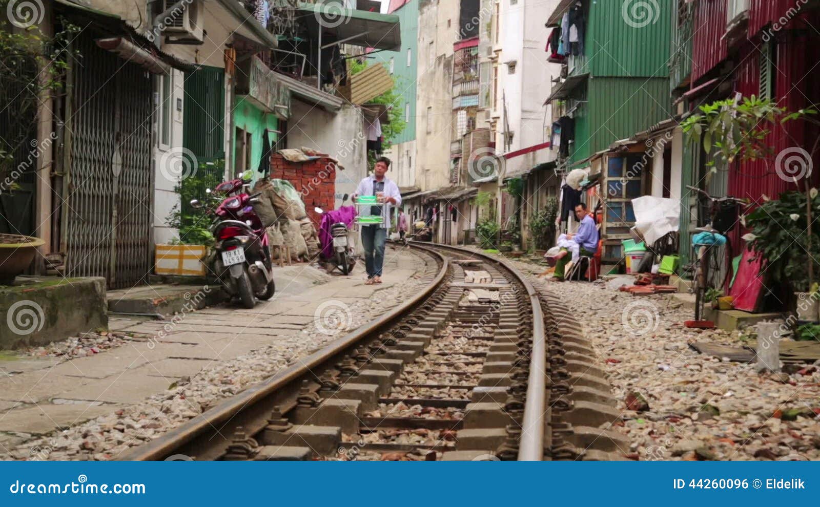 HANOI,VIETNAM - MAY 2014: Train Passing through Slums Stock Footage ...