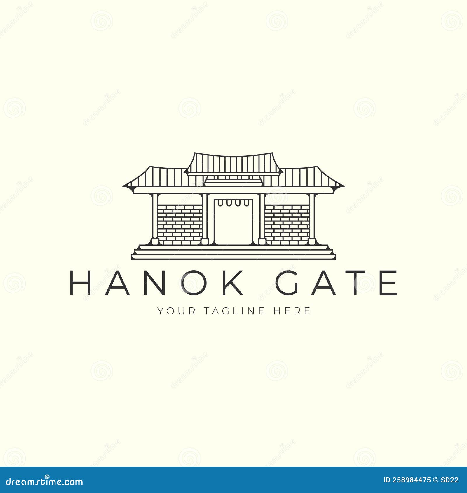 Hanok House Linear Vector Logo Illustration Template Design Stock ...