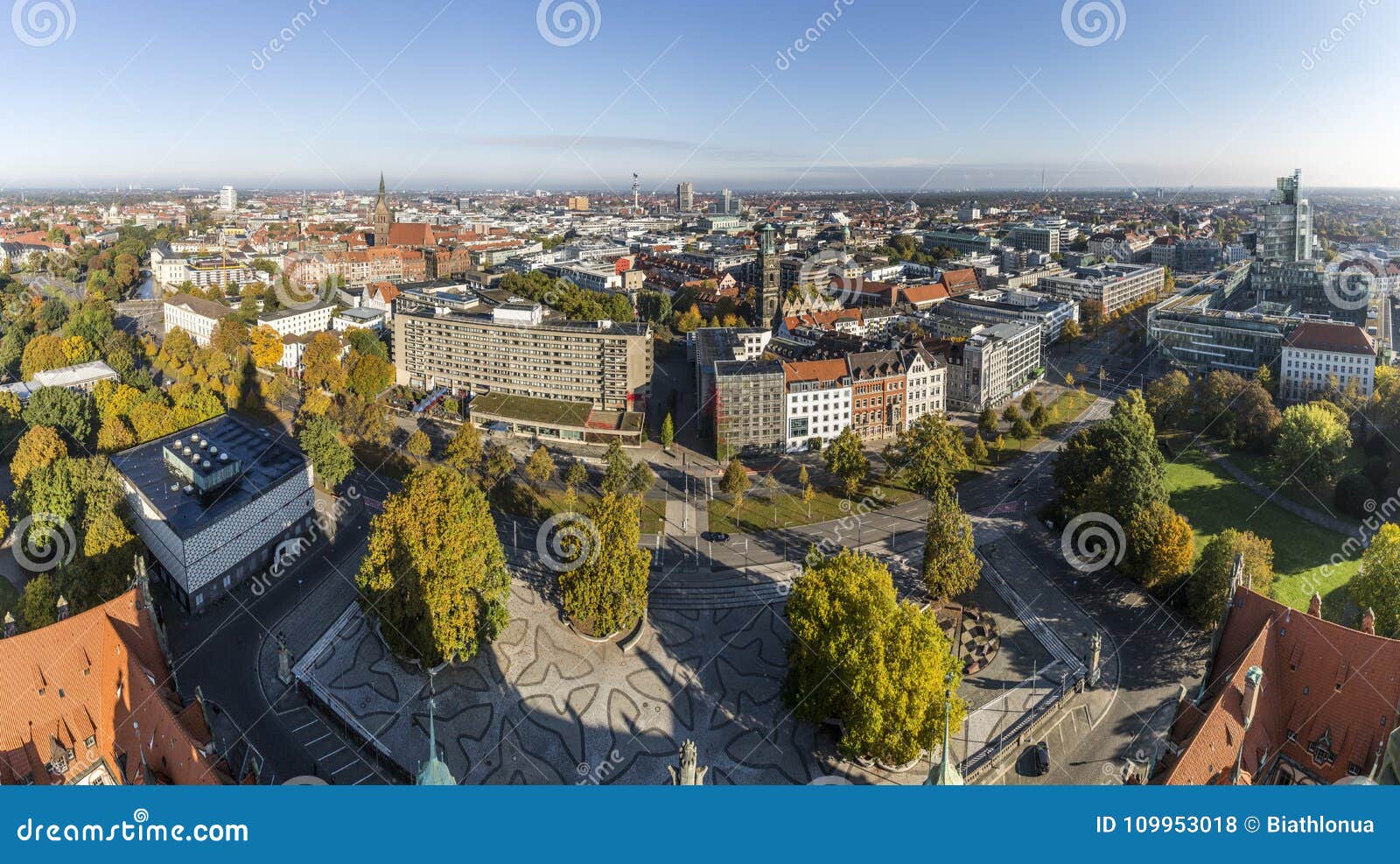 HANOVER, GERMANY - OCTOBER 24, 2016: Aerial Panorama of Hanover Stock ...