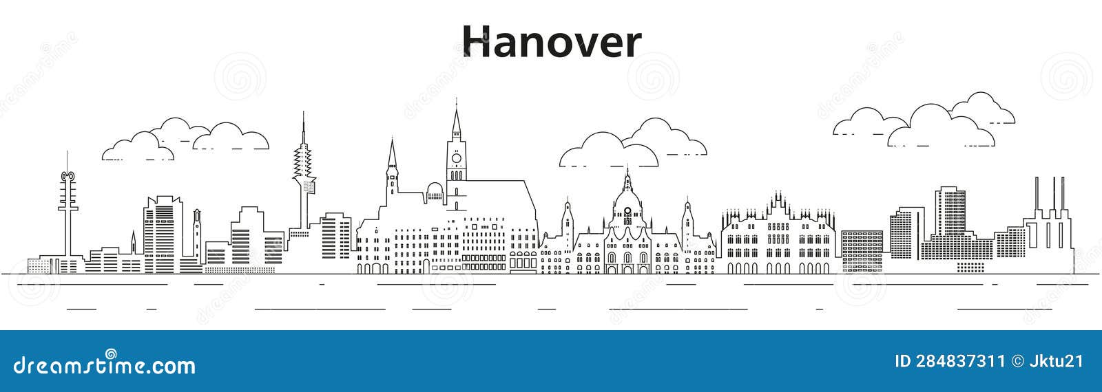 Outline Hanover Skyline. Cartoon Vector | CartoonDealer.com #282877881