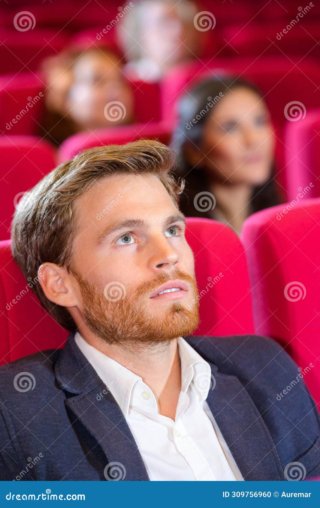 Hansomen Man Watching Movie in Theater Stock Photo - Image of indoor ...