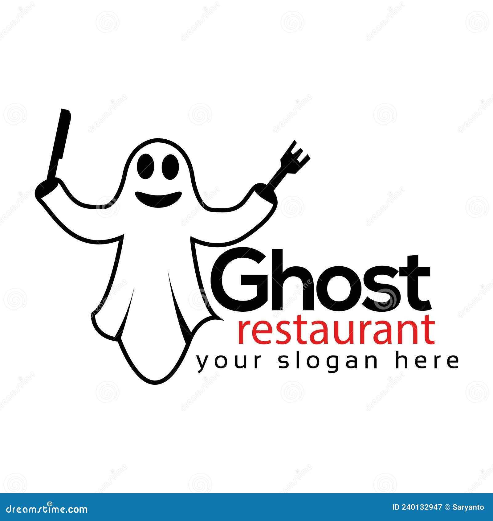 Ghost Restaurant Logo Vector Template. Flat Vector Illustration On ...