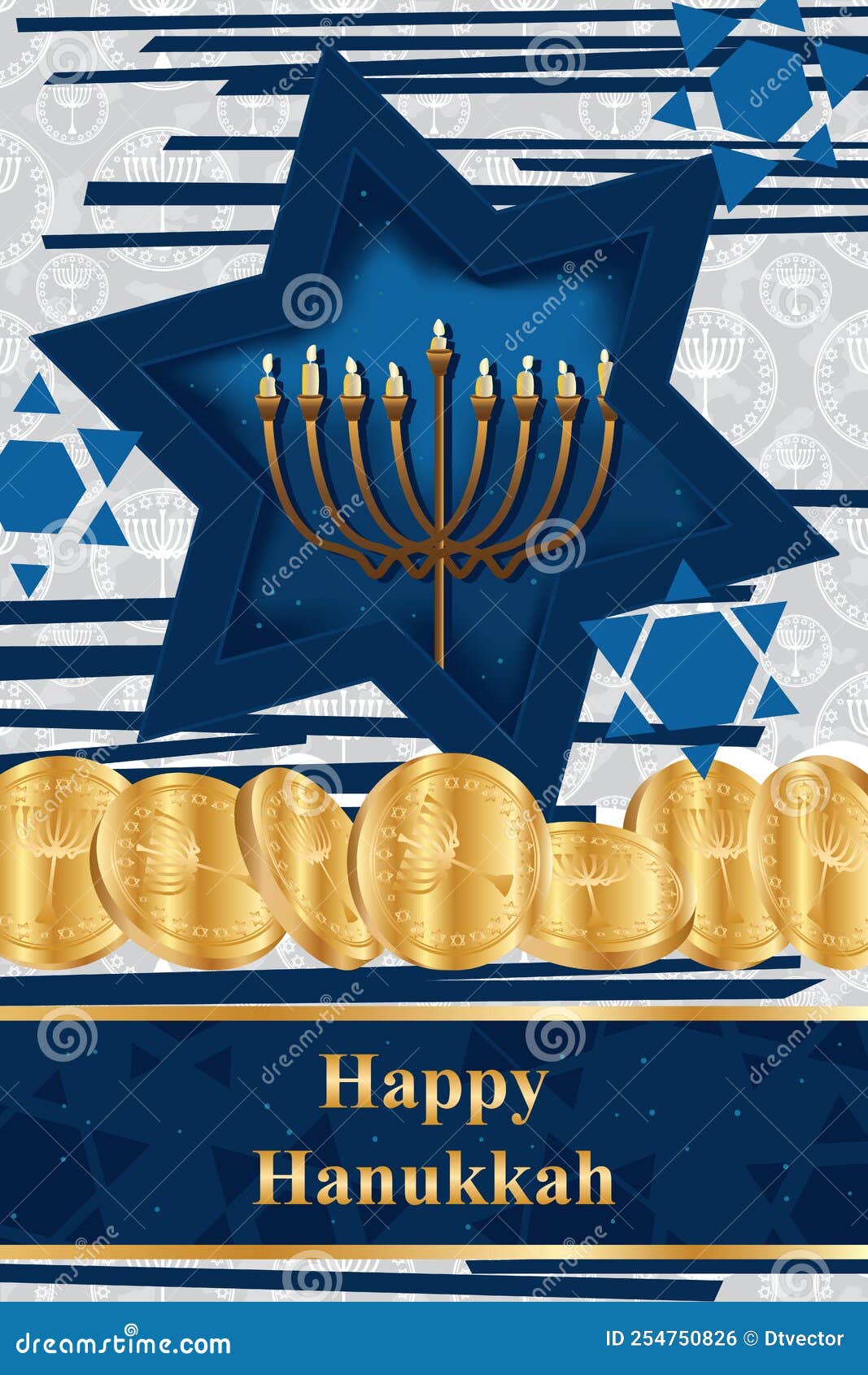 Hanukkah Happy Star Frame Vertical Card Stock Vector - Illustration of ...