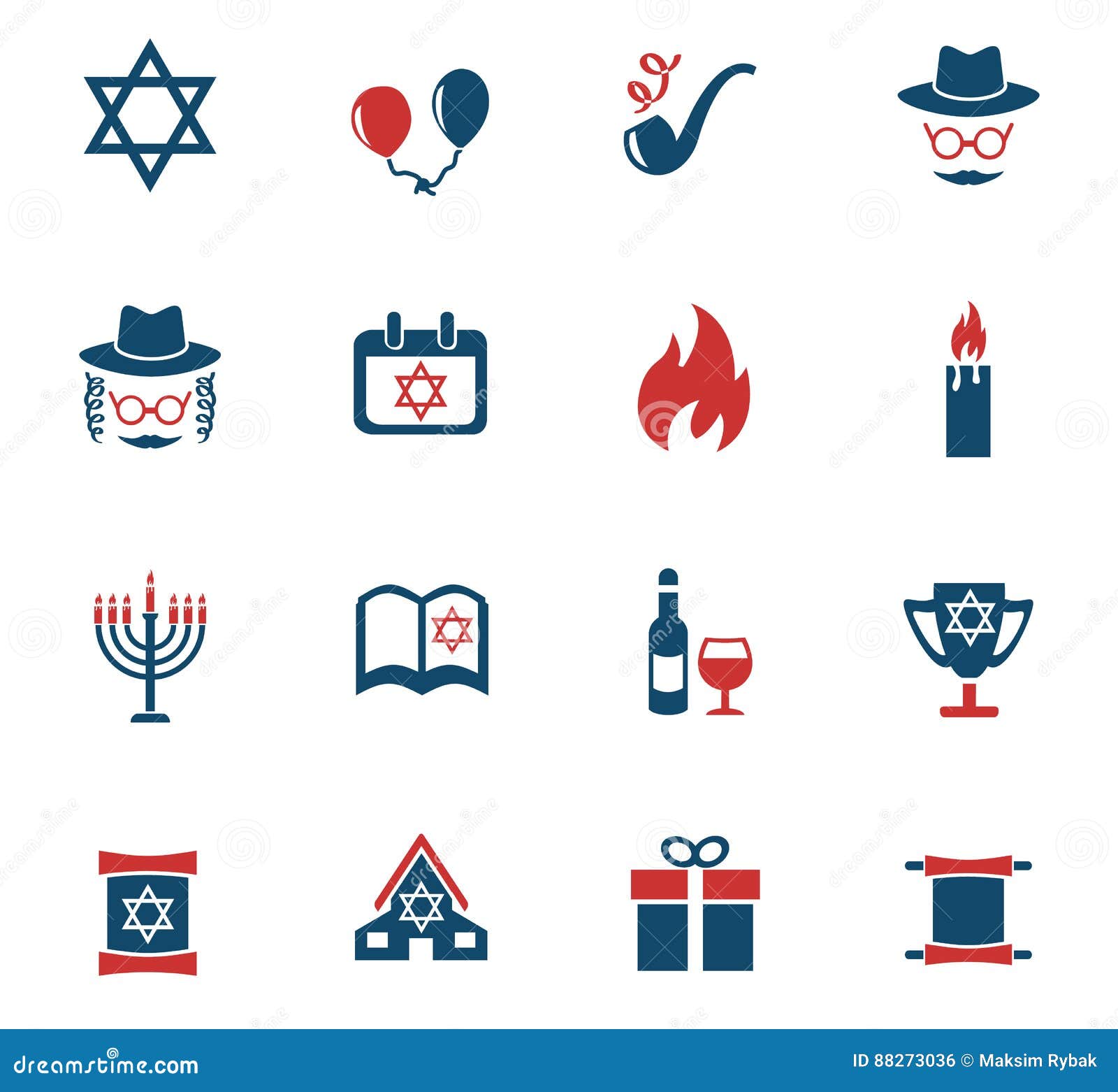 Hanukkah icon set stock vector. Illustration of balls - 88273036