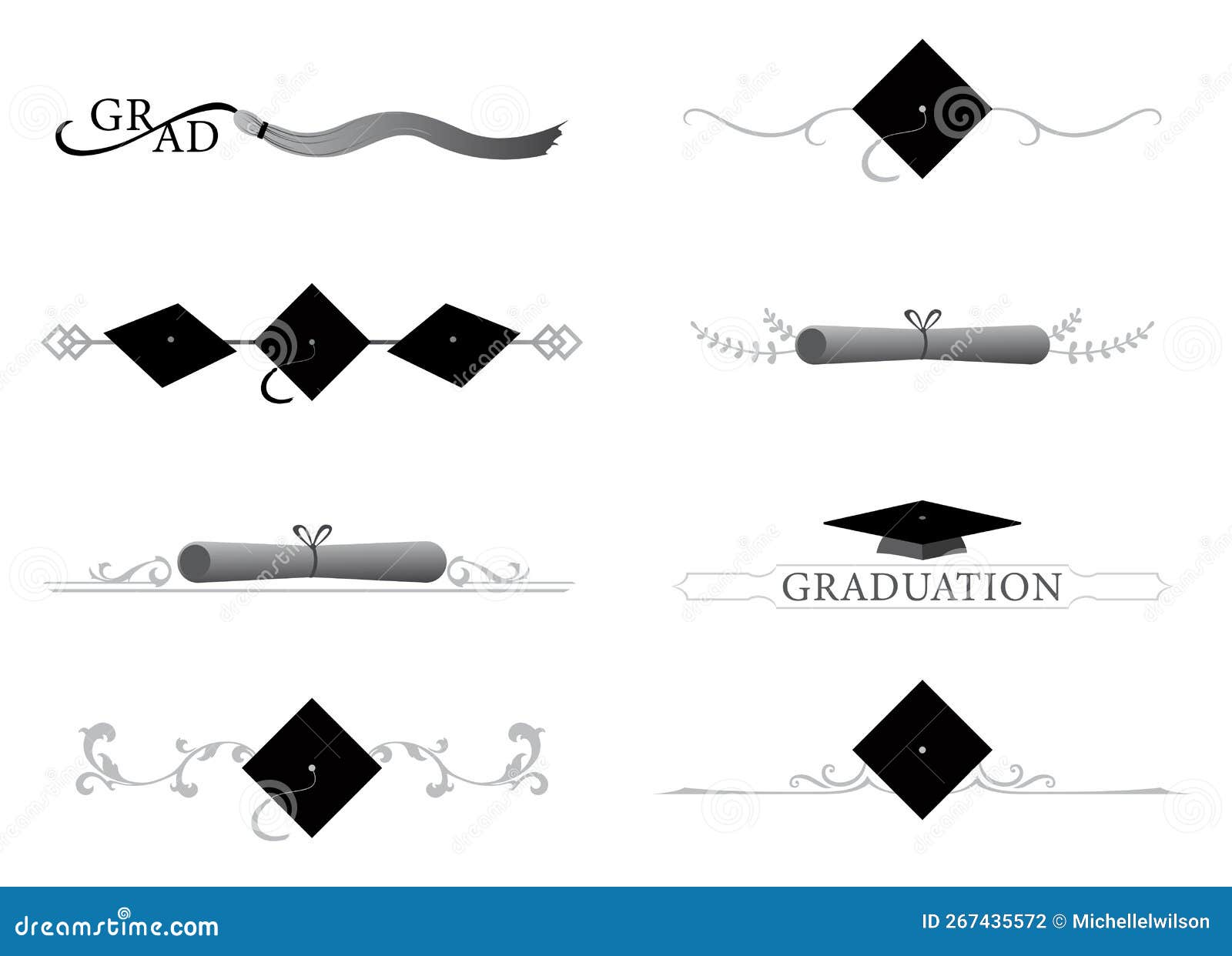 A Set of Graduation Day Dividers Stock Vector - Illustration of accent ...
