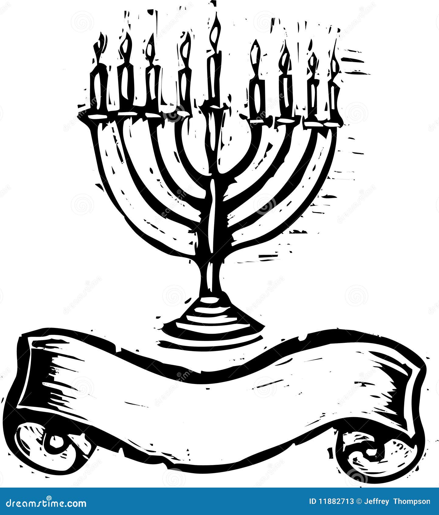 Hanukkah Menorah with Banner Stock Vector - Illustration of israel ...