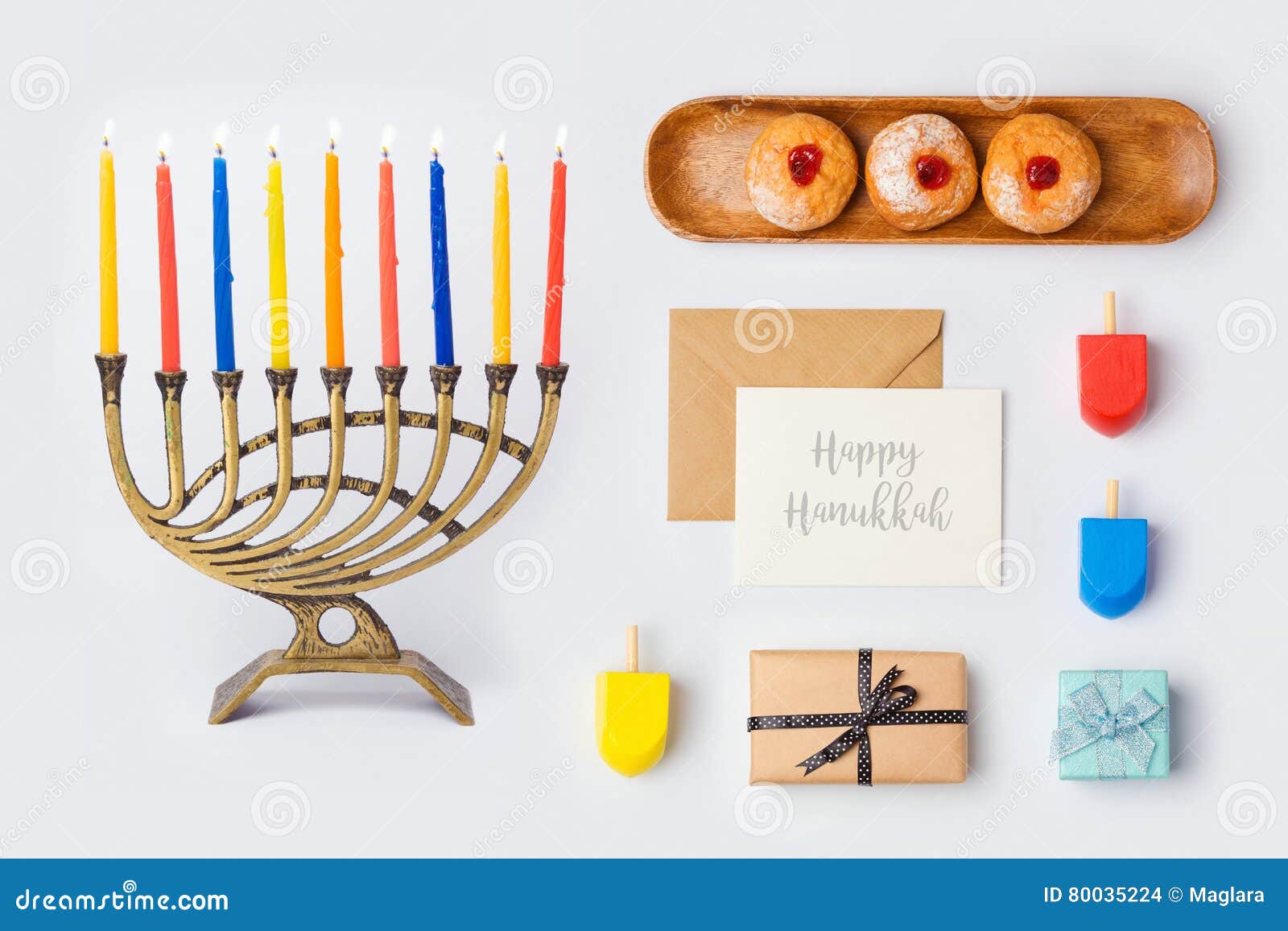Hanukkah Menorah and Objects for Mock Up Template Design.View from ...