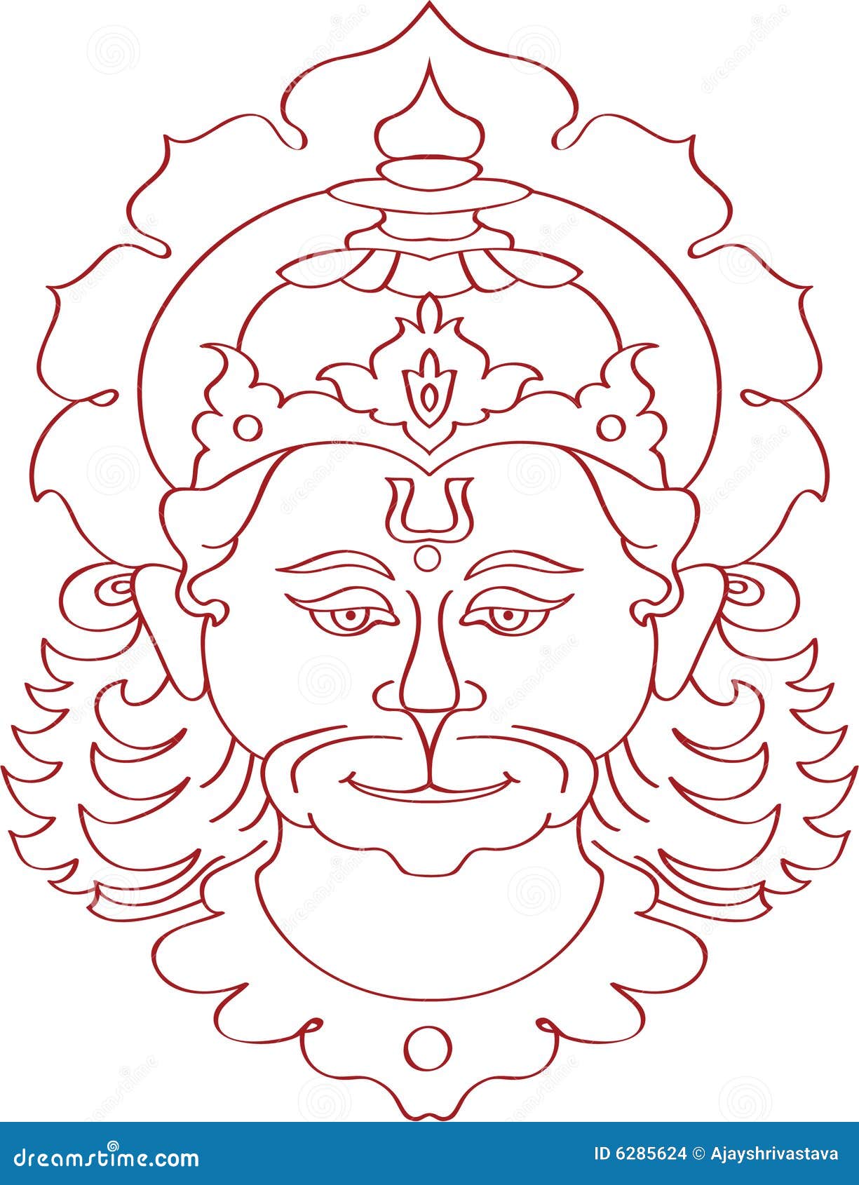 Hanuman the Hindu Ape (Monkey) God Stock Illustration - Illustration of ...