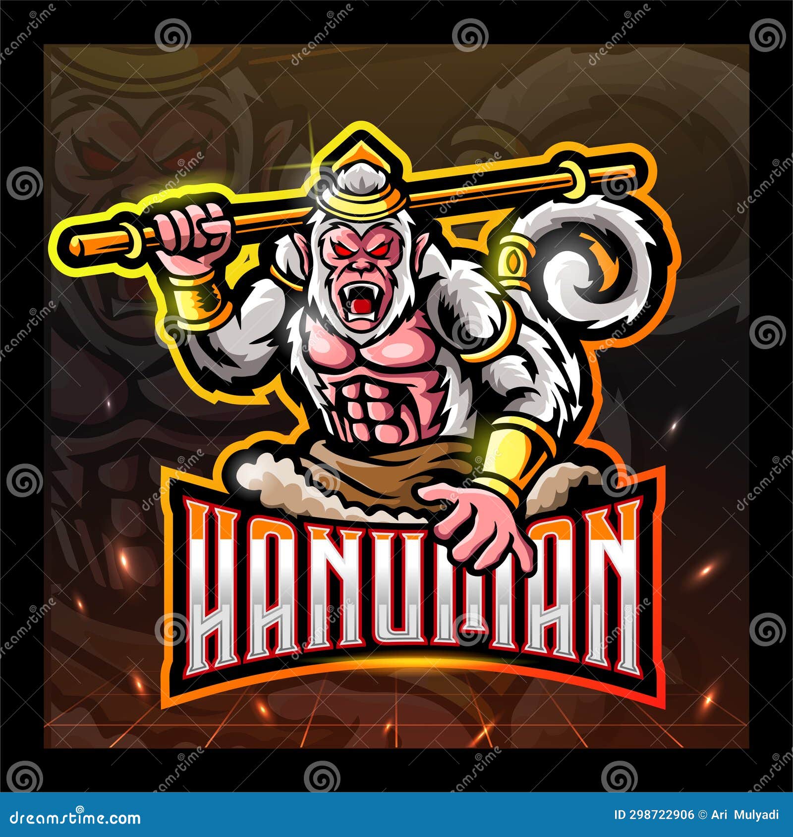 Hanoman Mascot Logo Design Cartoon Vector | CartoonDealer.com #253474305