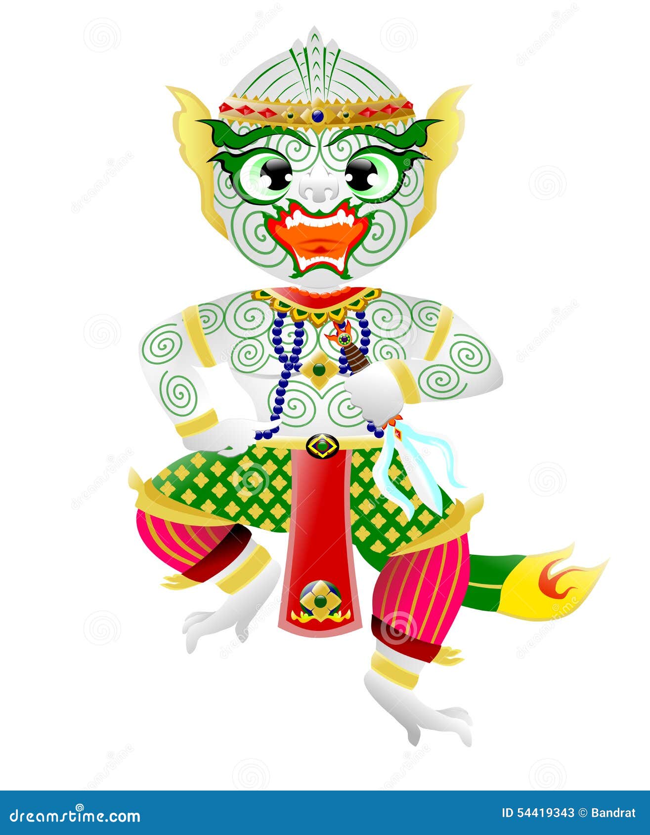 Hanuman stock illustration. Illustration of thai, beautiful - 54419343