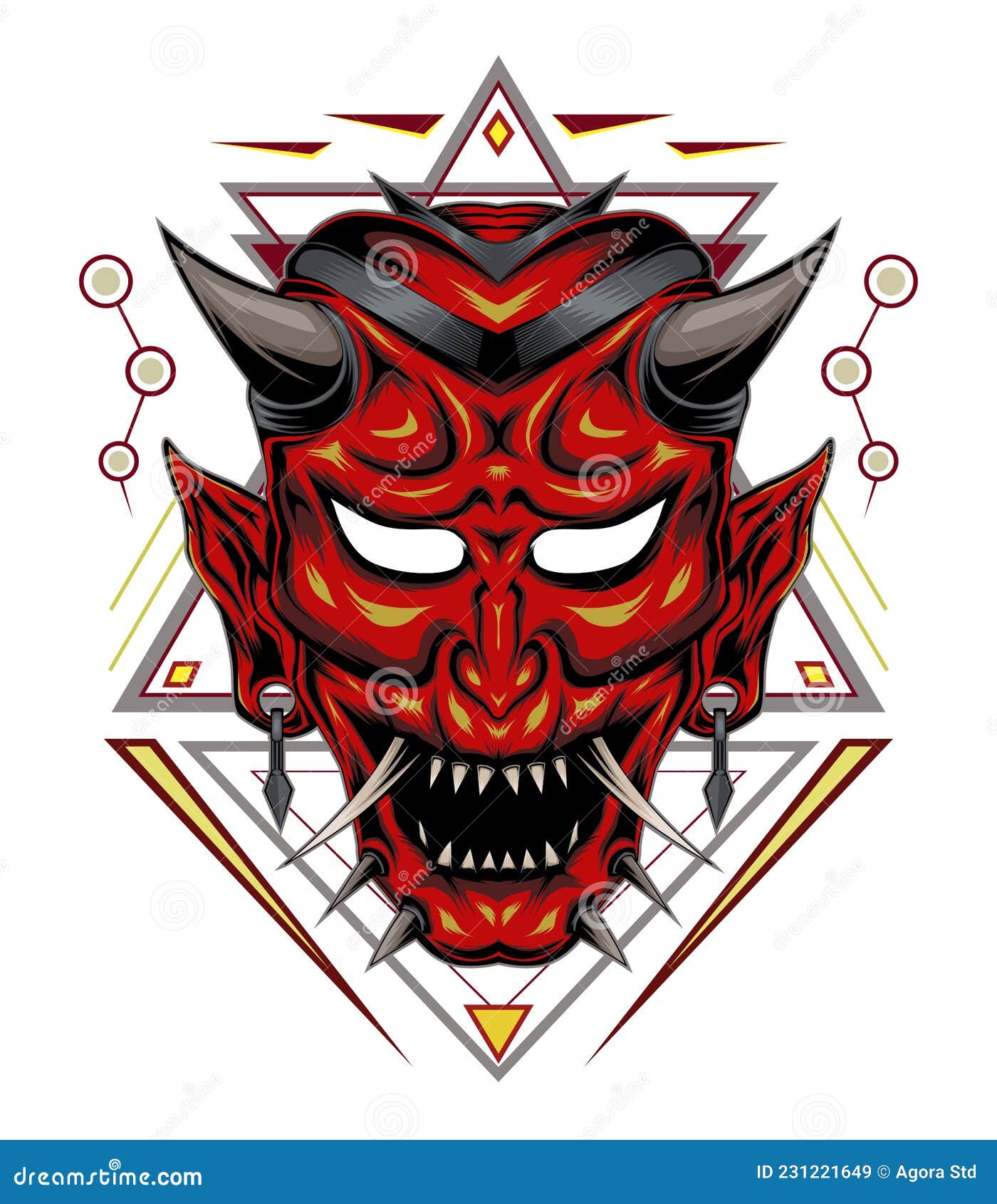 Hanya Illustration. Red Devil Face Illustration. Vector Head Of Red ...