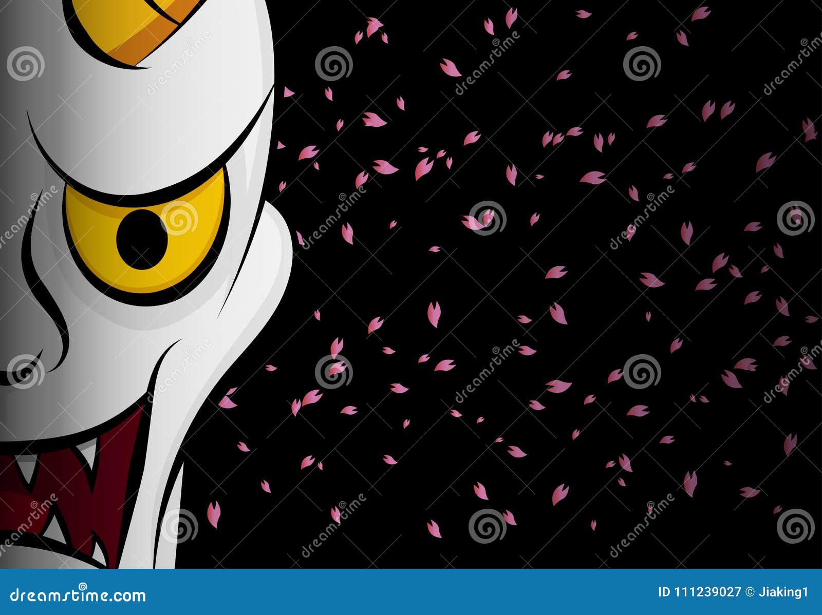 Oni Mask With Sakura And Peony Flower Royalty-Free Stock Photography ...
