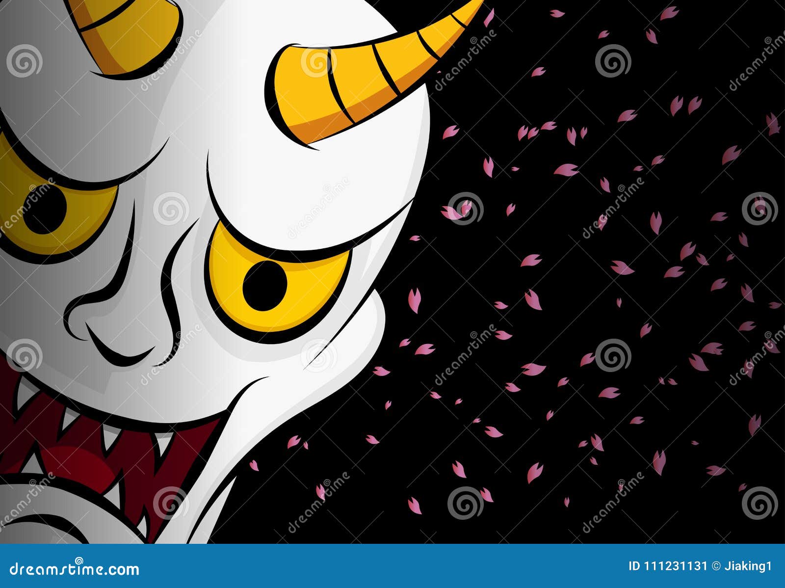 Hanya Mask ; Evil Ghost Face on Black with Sakura Stock Vector ...