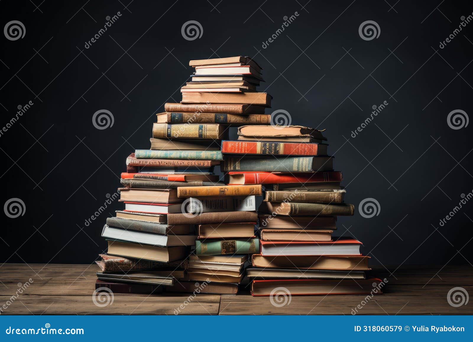 Haphazard Book Stack on Floor. Generate Ai Stock Image - Image of ...
