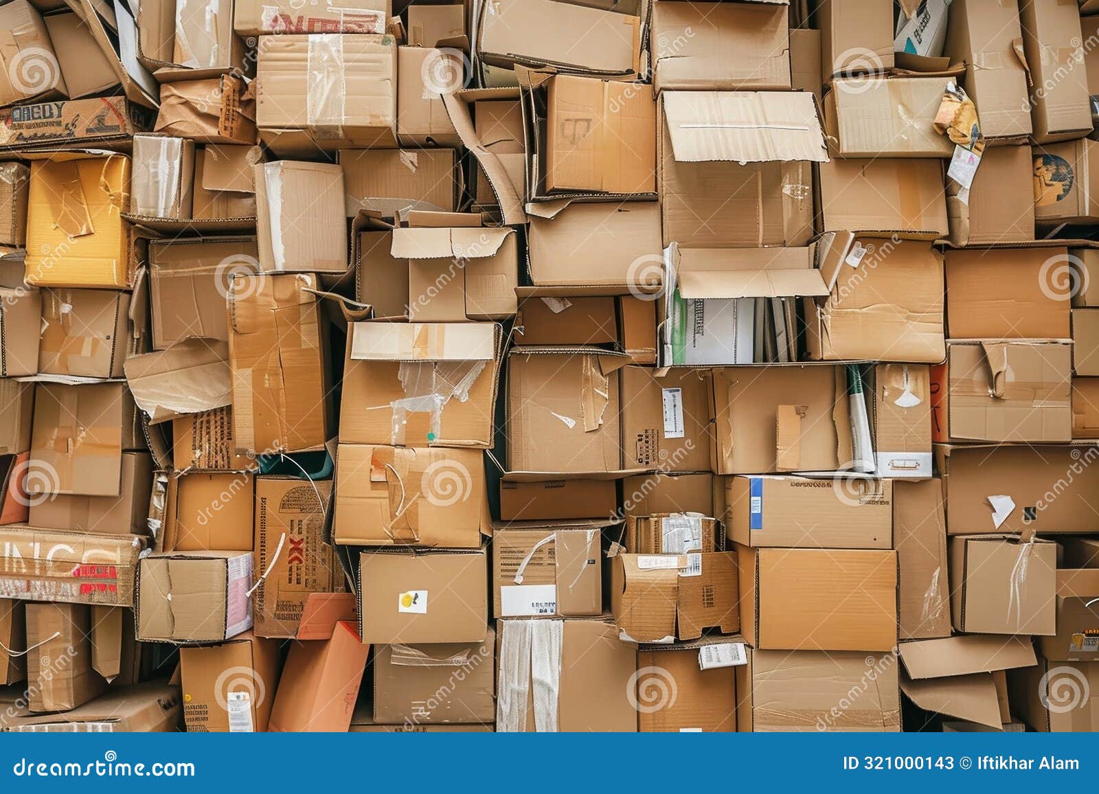 A Haphazard Stack of Cardboard Boxes Towering in a Large Pile, Piles of ...