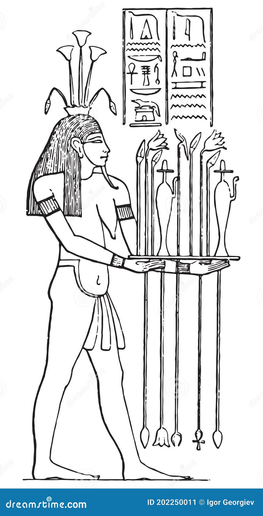 Hapi is the God of the Upper and Lower Nile.. Set of Egiptian Labels ...