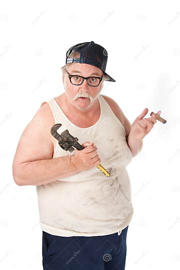 Hapless plumber stock image. Image of expression, grease - 14233653