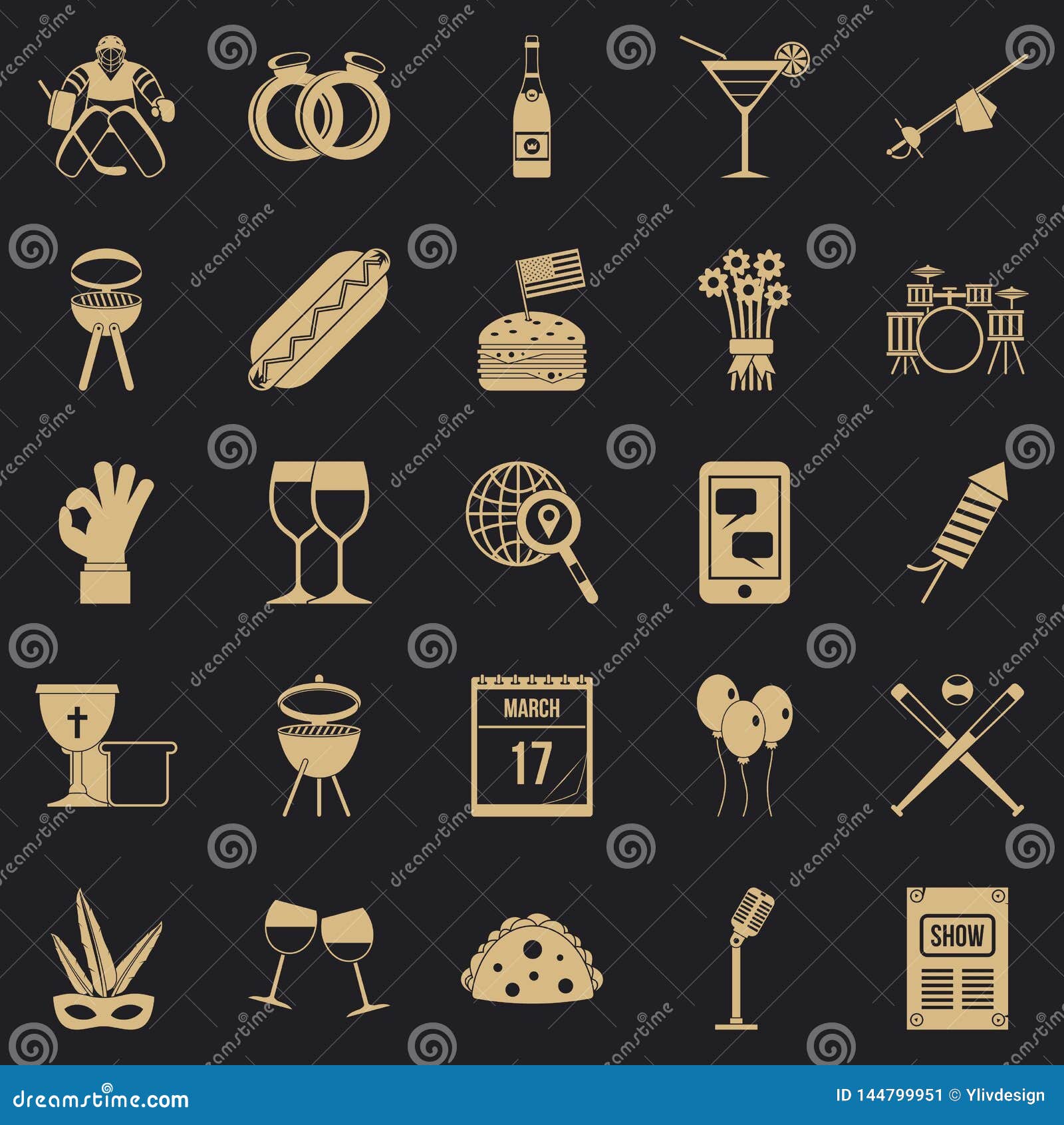 Happening Icons Set, Simple Style Stock Vector - Illustration of ...