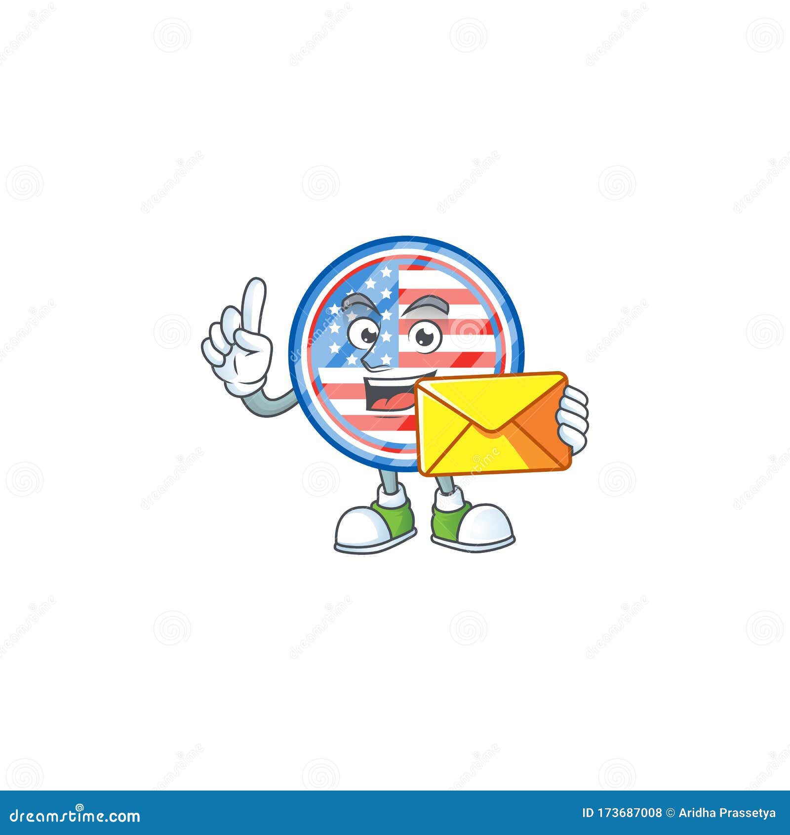 Happily Circle Badges USA Mascot Design Style with Envelope Stock ...