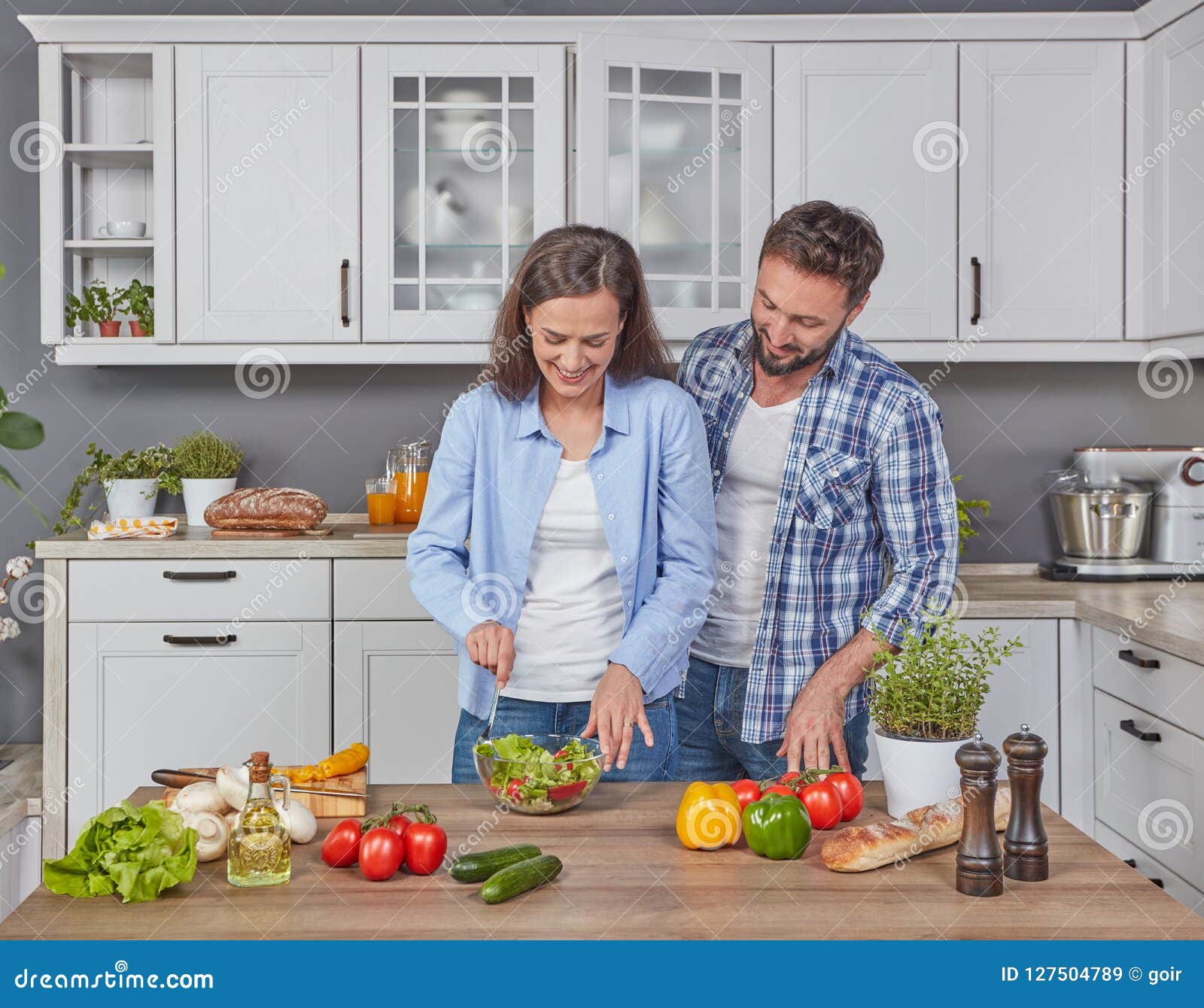 Happily Married Couple Cooking Stock Image - Image of caucasian ...