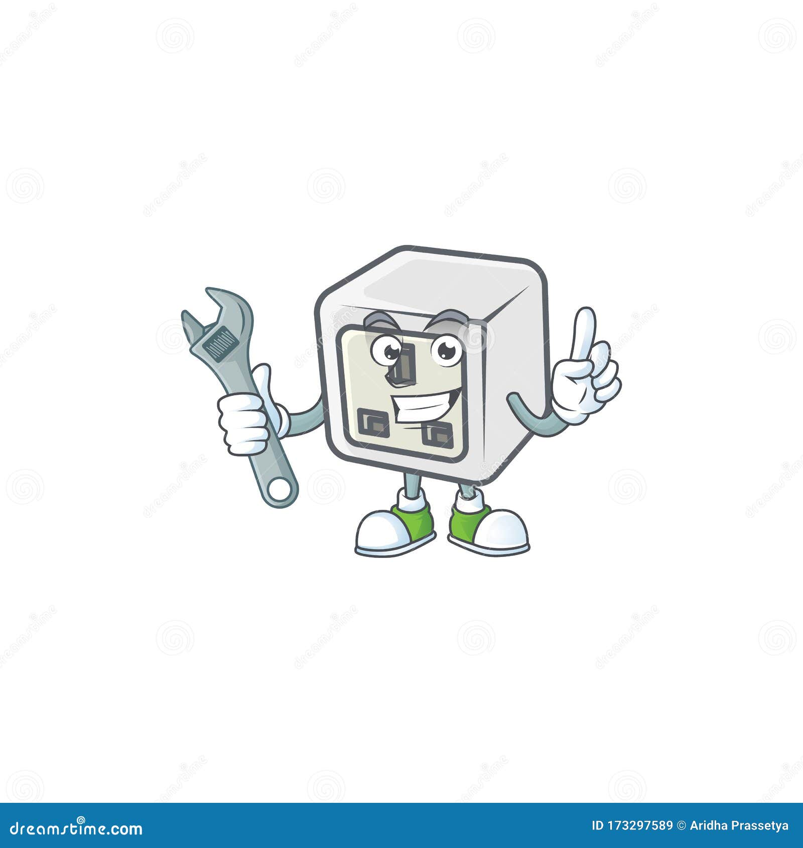 Happily Mechanic USB Power Socket Cartoon Character Design Stock Vector ...