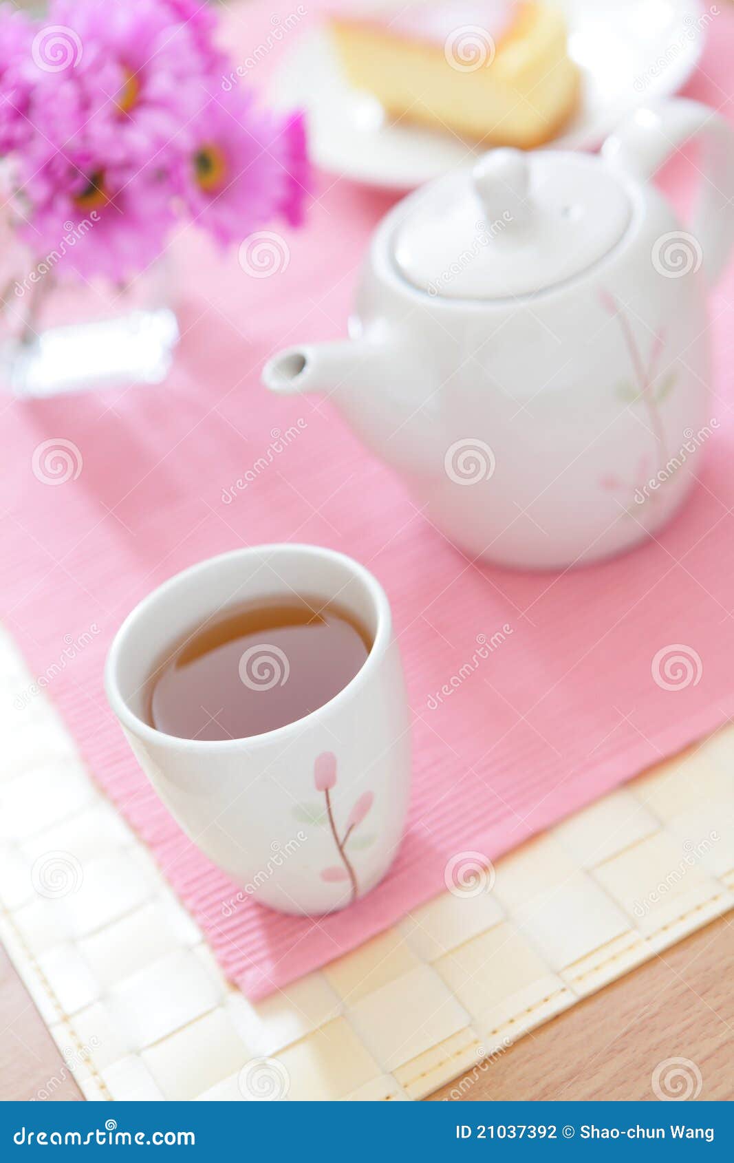Happiness Afternoon Tea with Cake Stock Photo - Image of brown ...