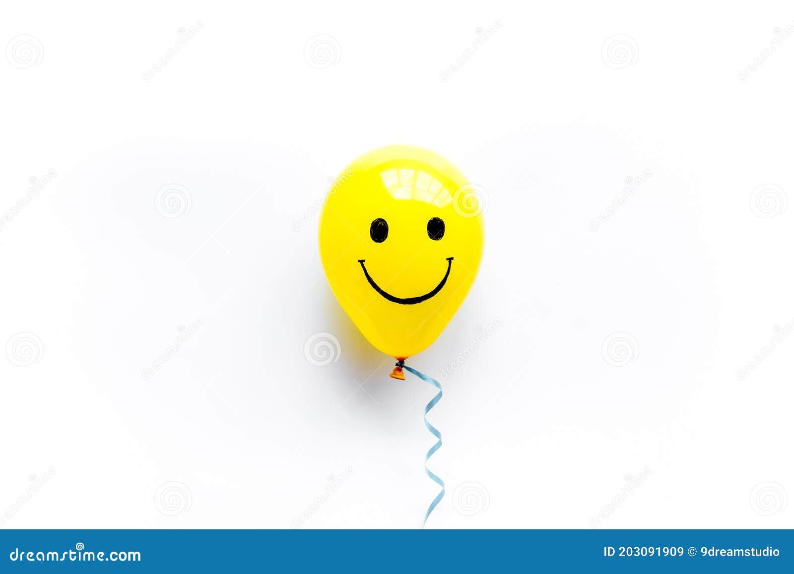 Happiness Emotion Face on Balloon - Joy Mood Background. Top View, Copy ...