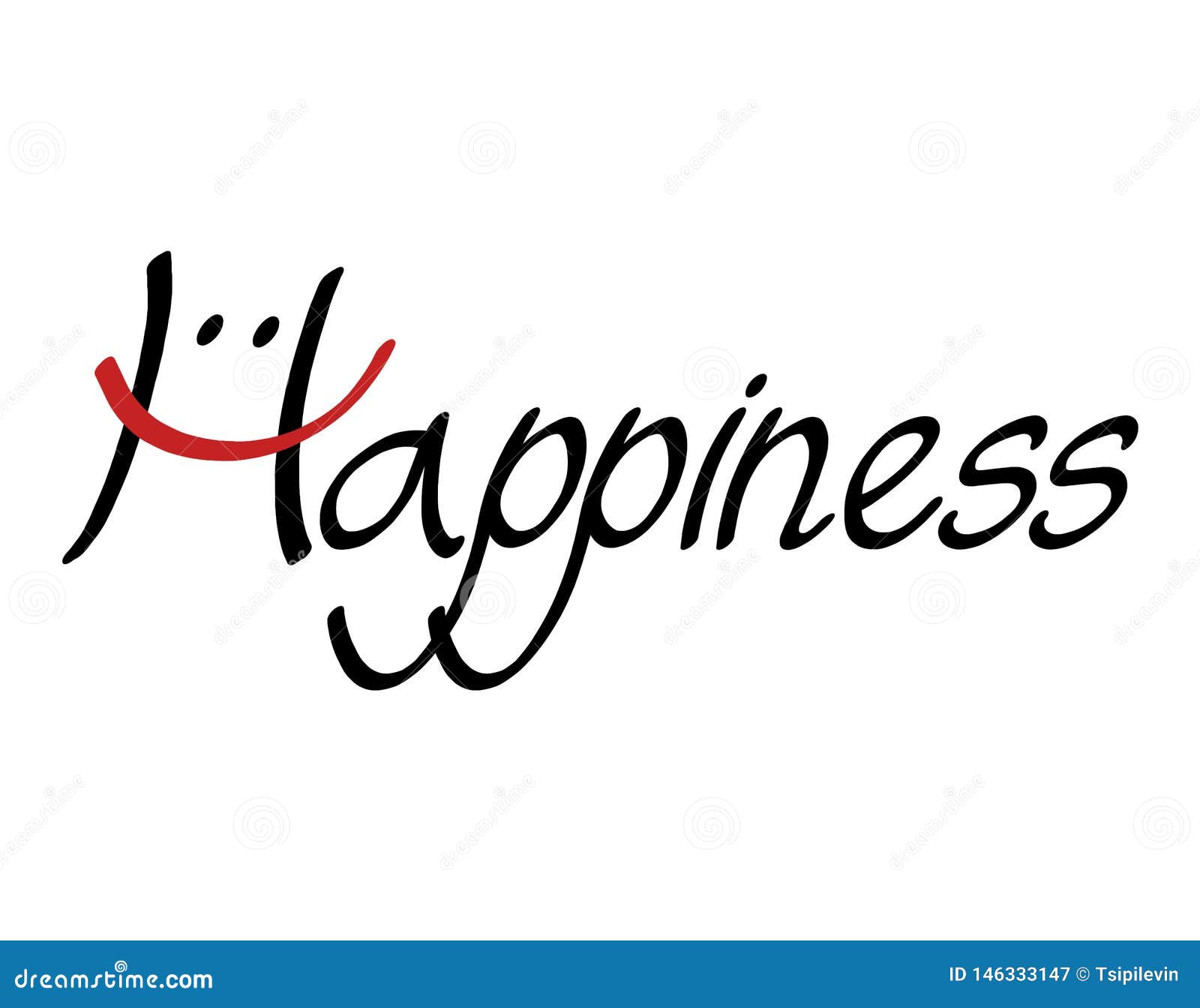 Happiness Word Handwritten on White Background Stock Illustration ...