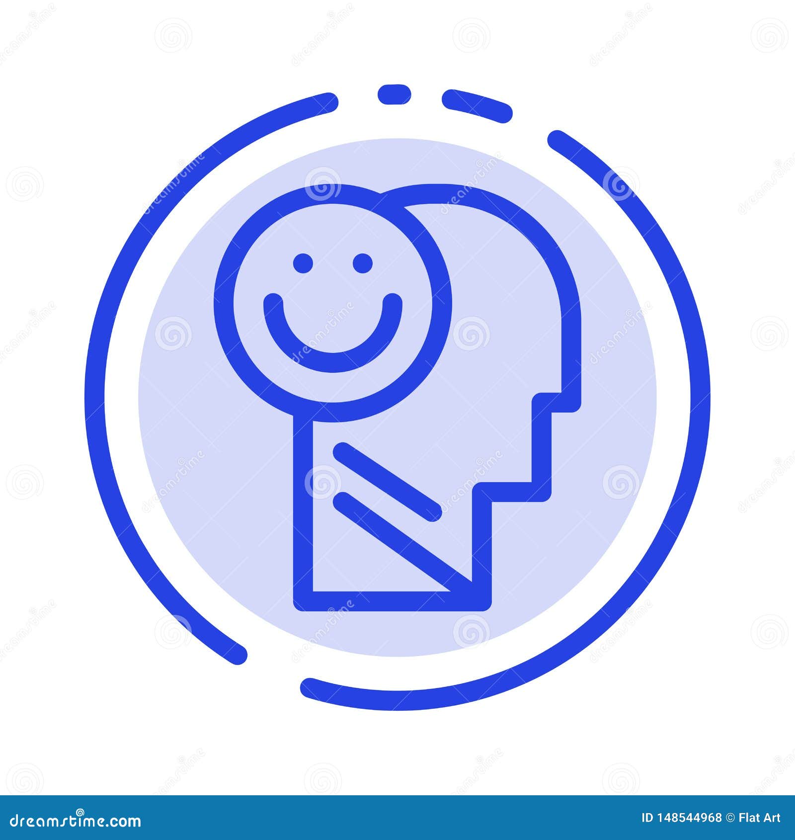 Happiness, Happy, Human, Life, Optimism Blue Dotted Line Line Icon ...