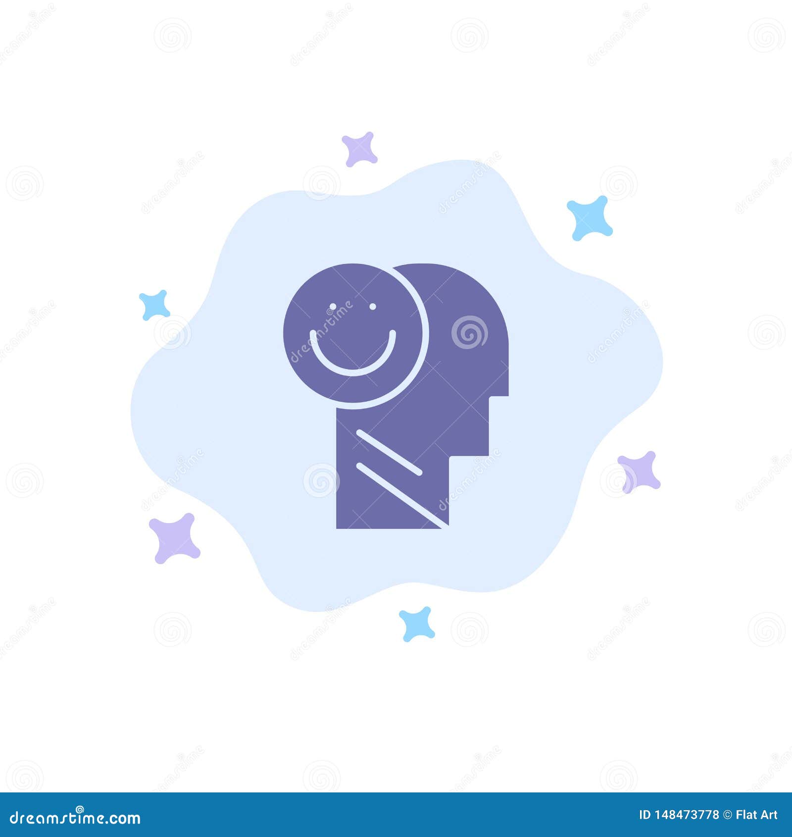 Happiness, Happy, Human, Life, Optimism Blue Icon on Abstract Cloud ...