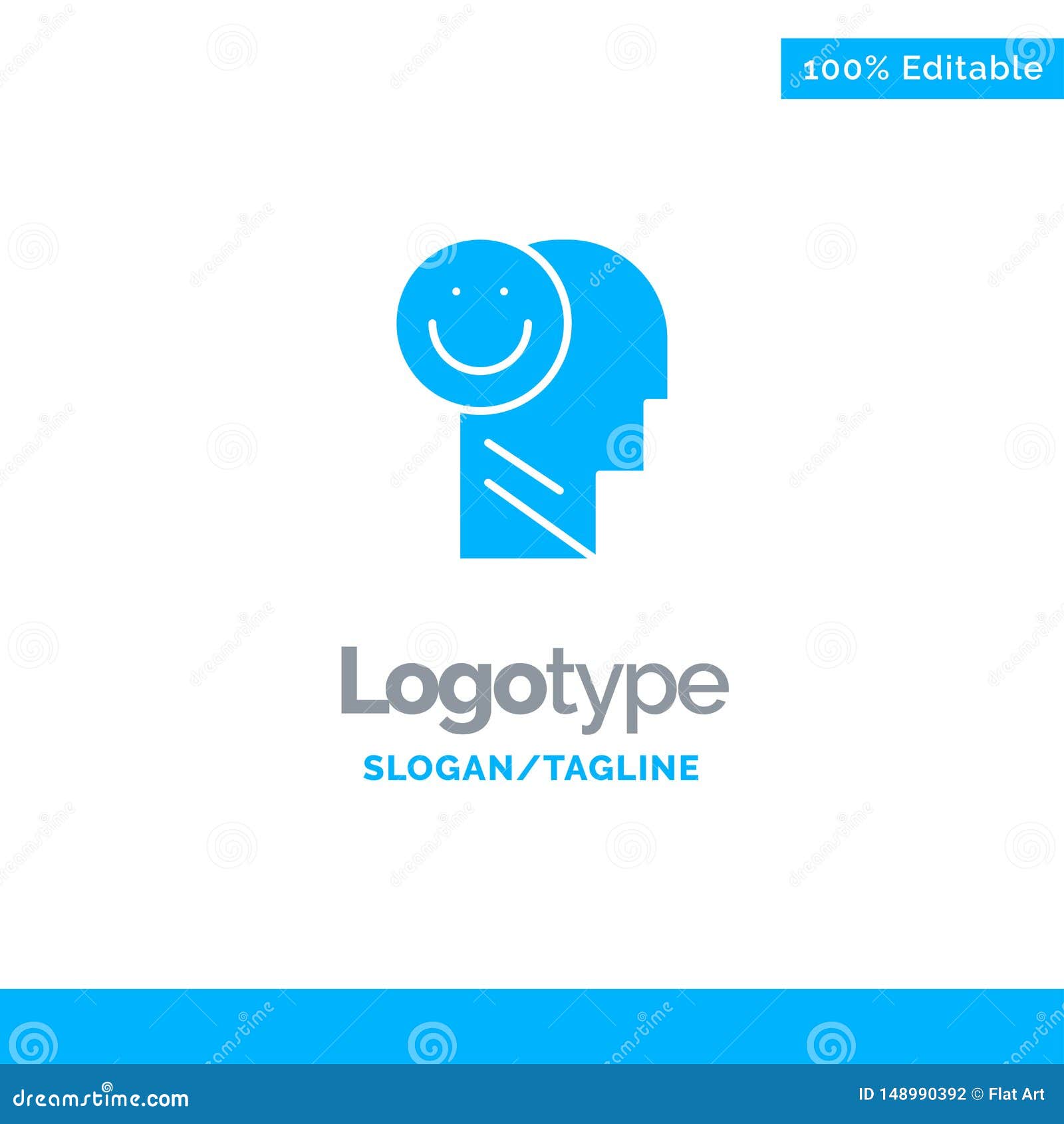 Happiness, Happy, Human, Life, Optimism Blue Solid Logo Template. Place ...