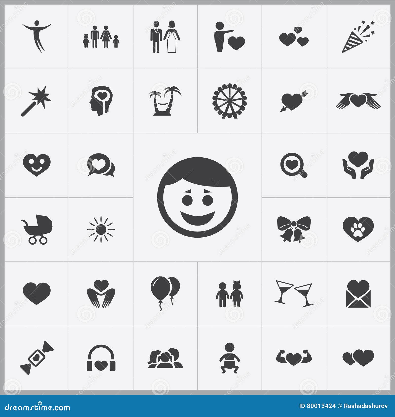 Happiness Icons Universal Set Stock Vector - Illustration of baby ...