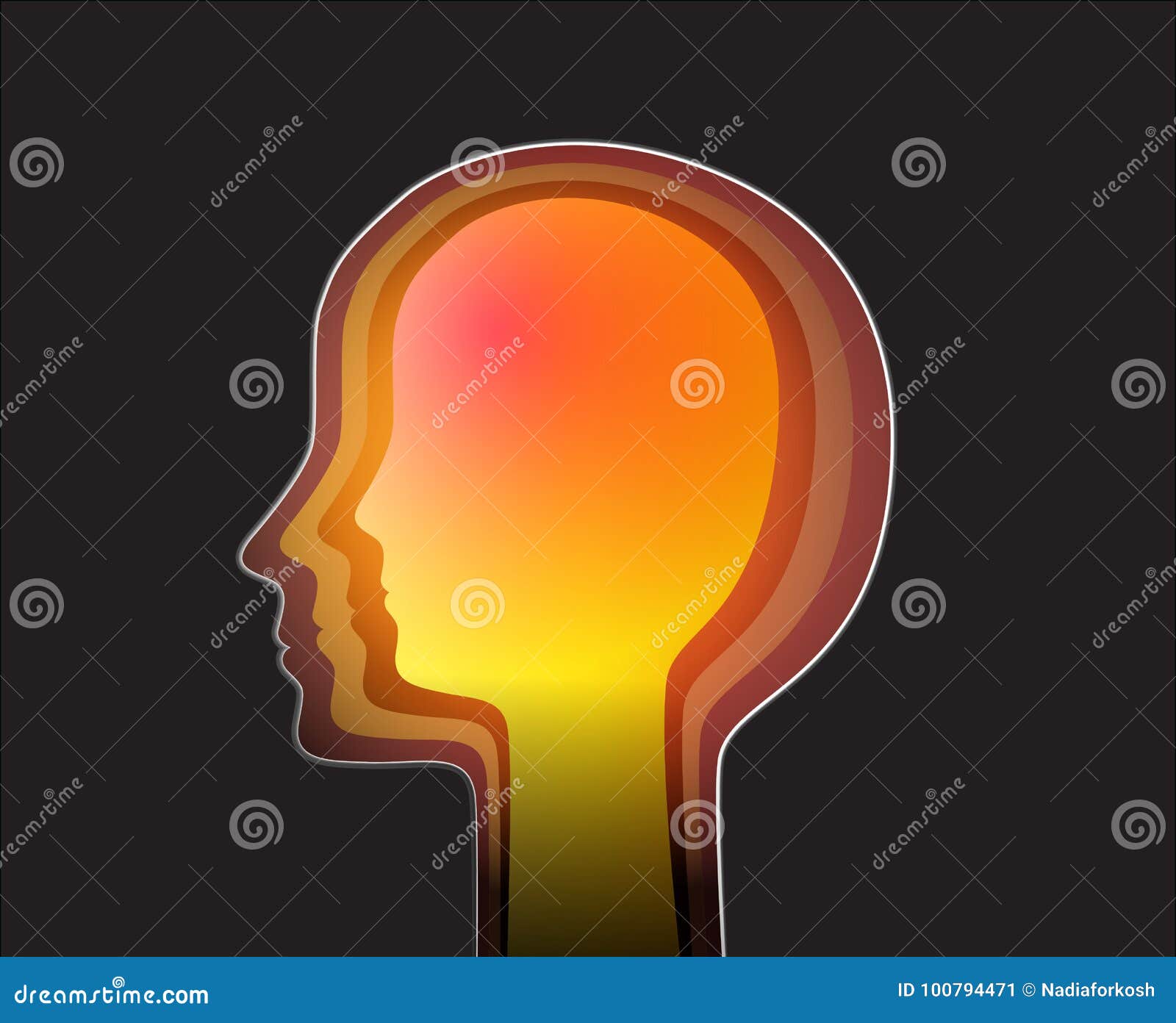 Happiness Inside, Profile of Human with Bright Color Inside, Stock ...