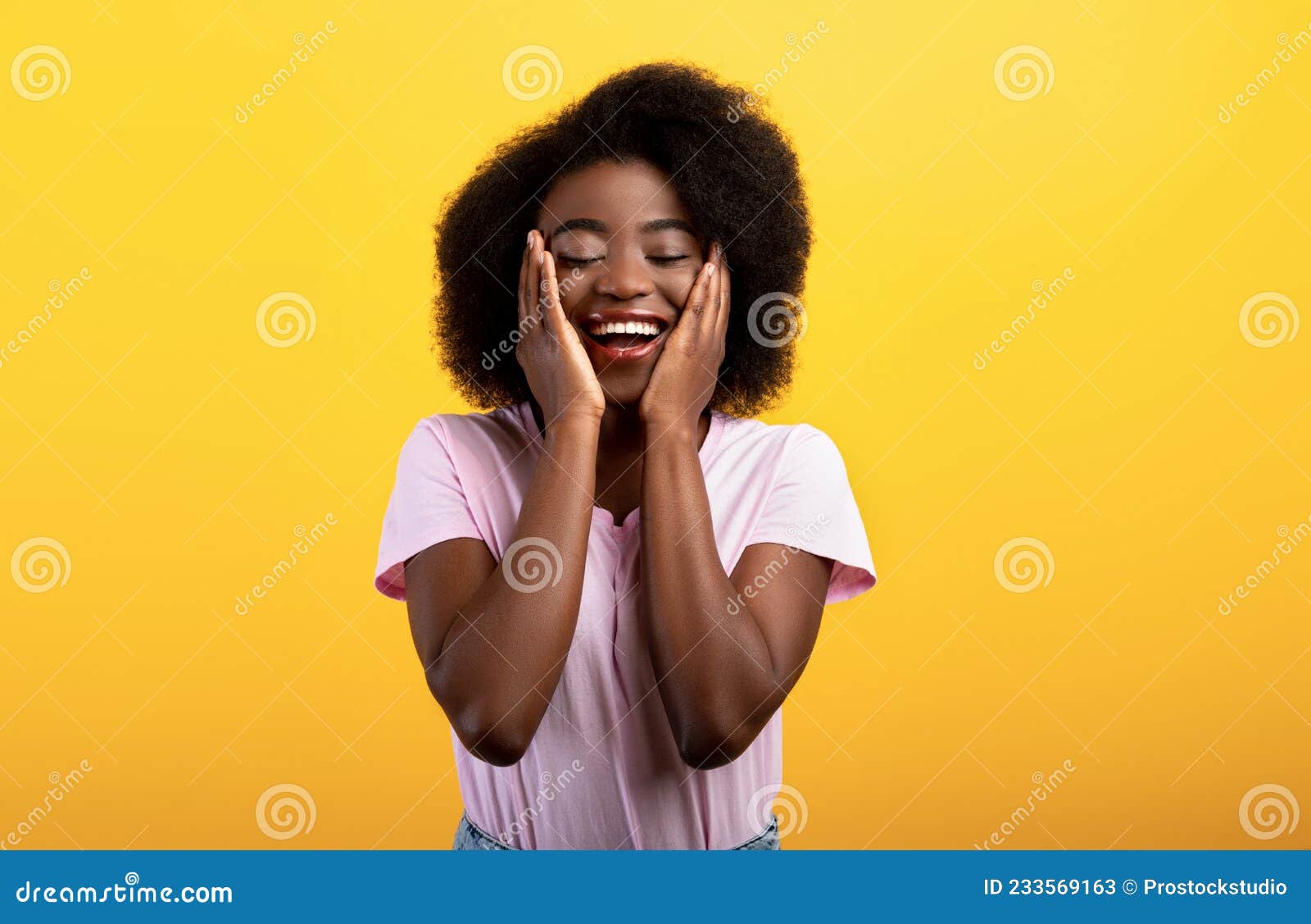 Happiness And Joy Pretty African American Woman Holding Hands On