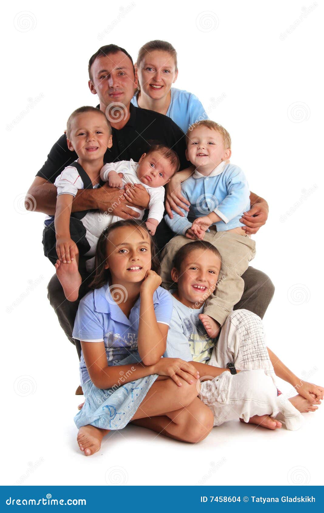 Happiness Large Family with Five Children Stock Photo - Image of child ...