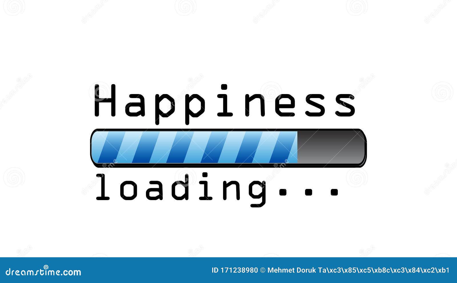 Happiness Loading Bar with Blue and Black Colors Stock Illustration ...