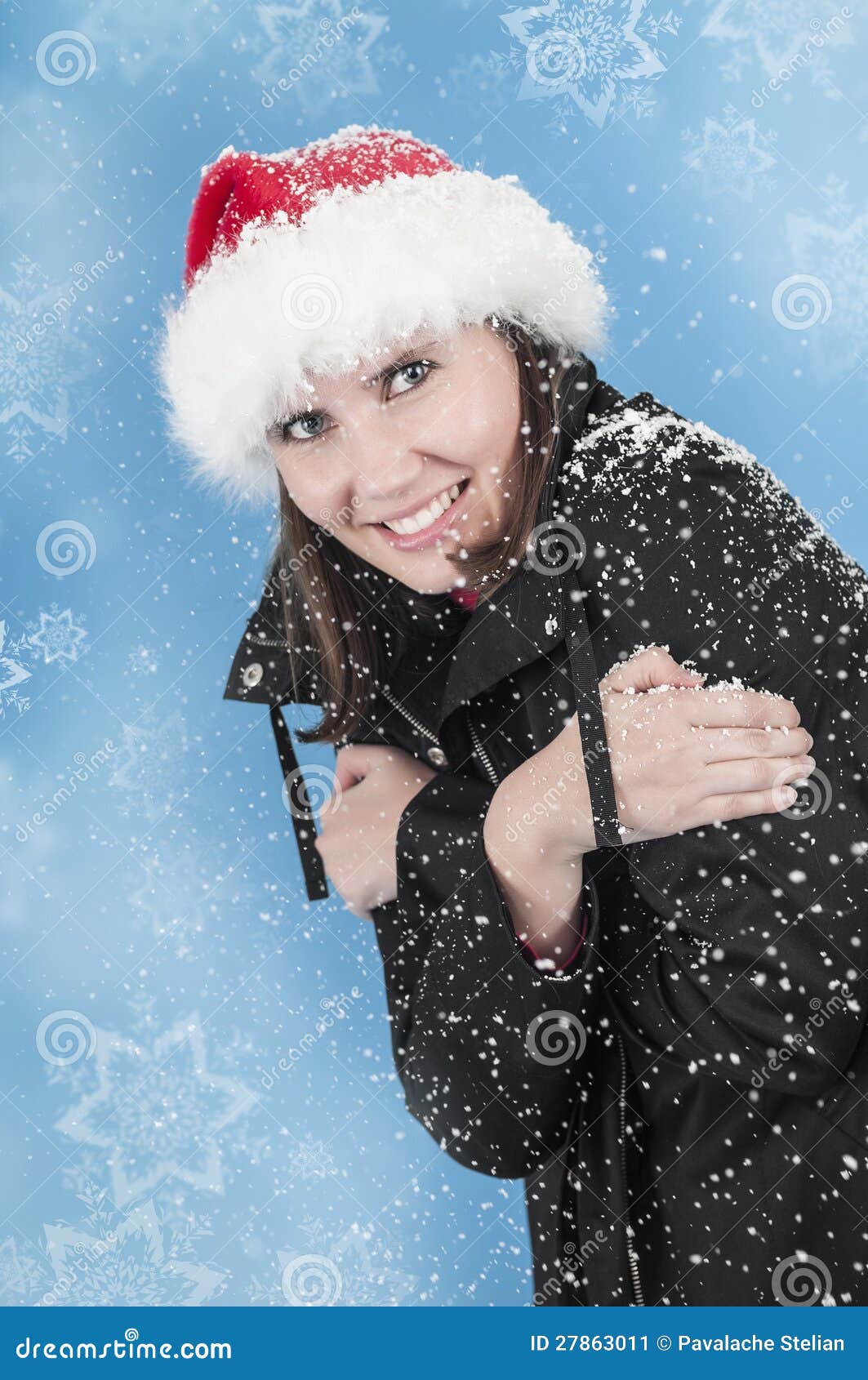 Happiness in the snow stock image. Image of cold, covering - 27863011