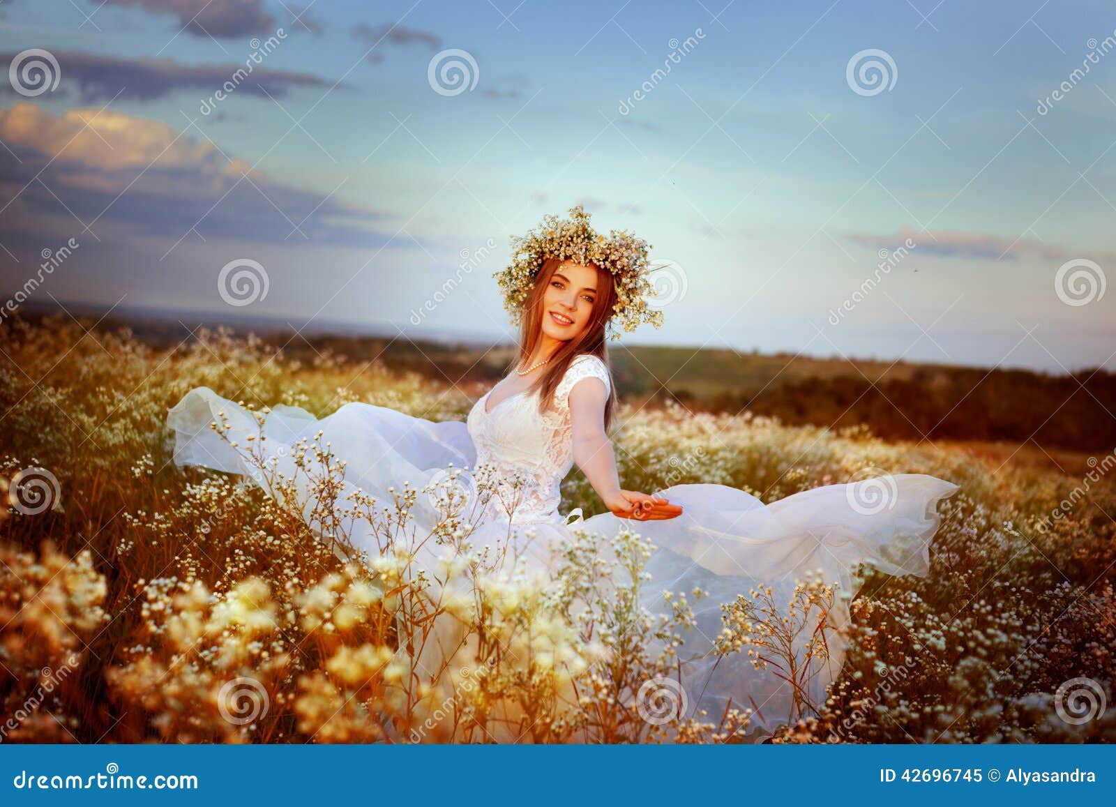 Happiness at sunset stock image. Image of meadow, model - 42696745