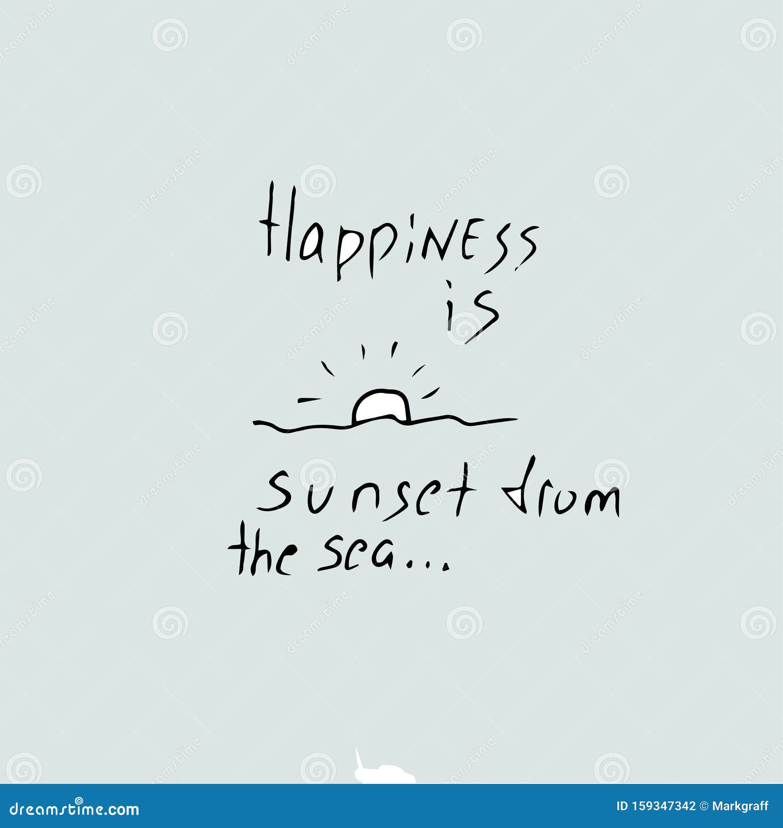 Happiness is Sunset from the Sea Stock Illustration - Illustration of ...